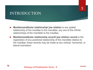 orientation jaw relation in complete denture fabrication | PPTX