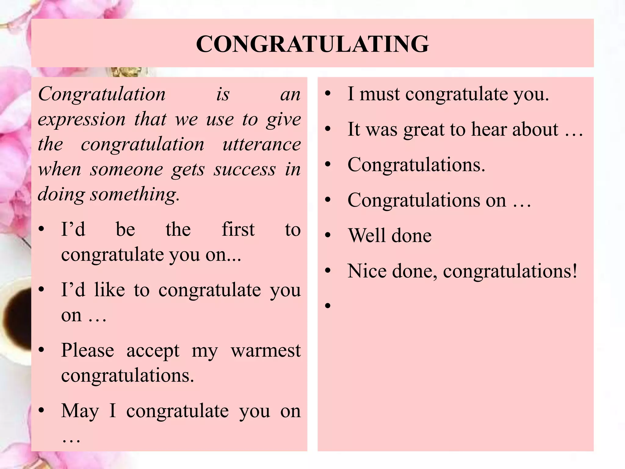 LANGUAGE FUNCTION: COMPLEMENTING AND CONGRATULATING | PPT