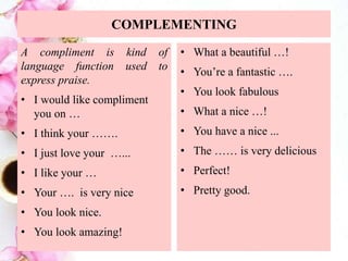 LANGUAGE FUNCTION: COMPLEMENTING AND CONGRATULATING | PPT
