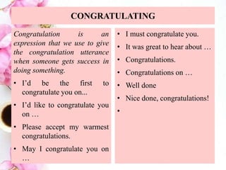 LANGUAGE FUNCTION: COMPLEMENTING AND CONGRATULATING | PPT