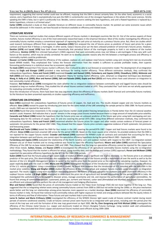 REVIEW OF COMMODITY FUTURES MARKET EFFICIENCY AND RELATED ISSUES | PDF