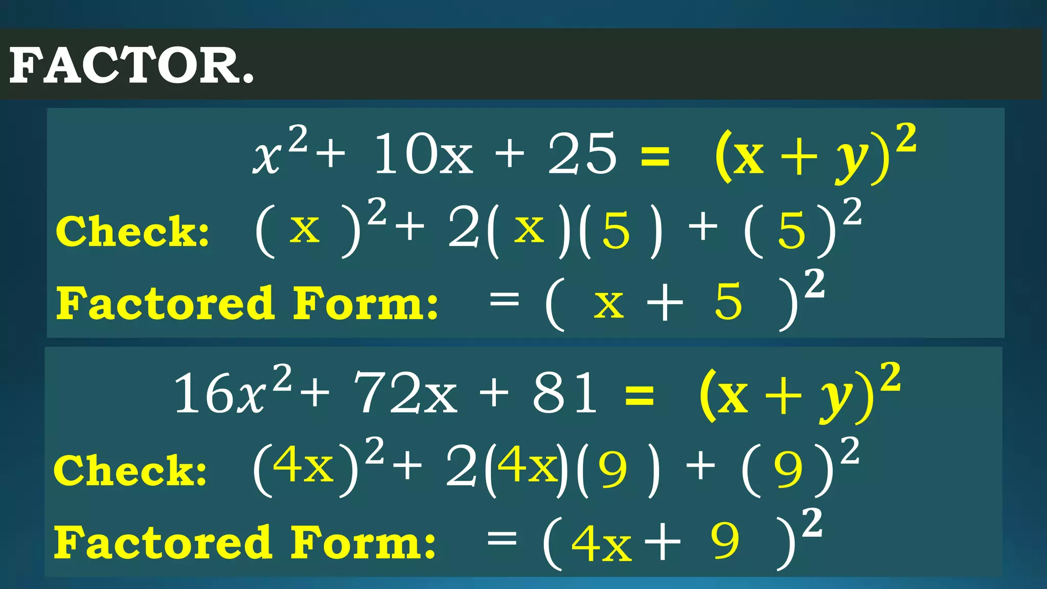 Factoring Perfect Square Trinomials Pdf