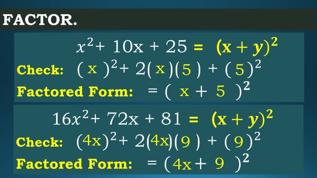 Factoring Perfect Square Trinomials | PPT Factoring Perfect Square Trinomials | PPT