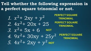 Factoring Perfect Square Trinomials | PPT