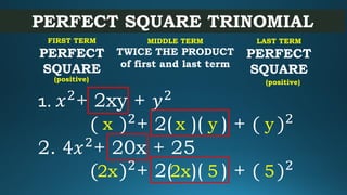 Factoring Perfect Square Trinomials | PPT