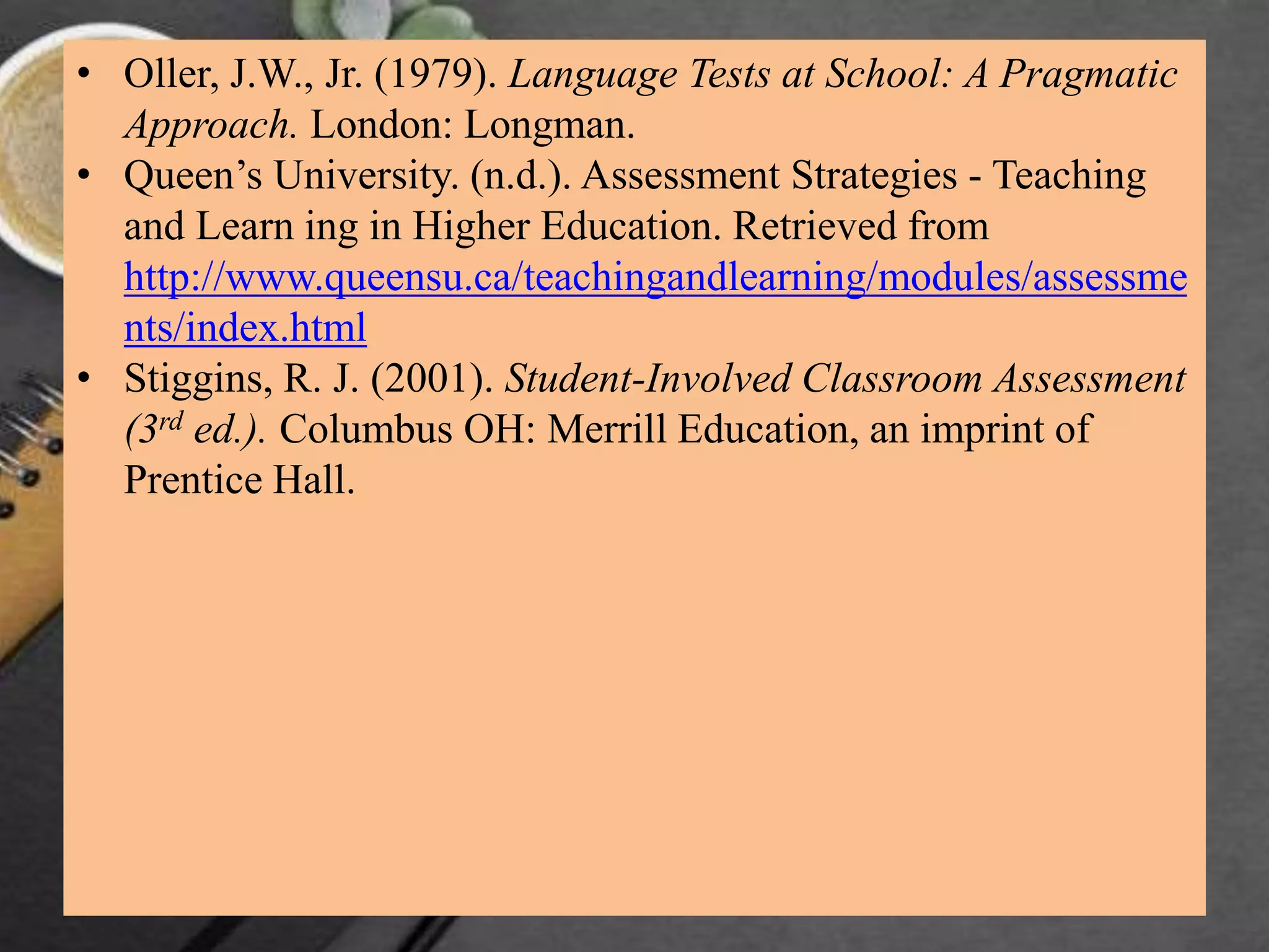 ASSESSMENT: DISCRETE POINT TEST, INTEGRATIVE TESTING, PERFORMANCE-BASED ...