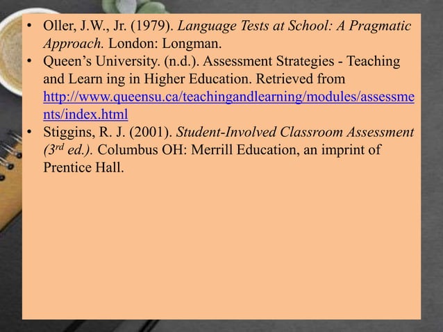 ASSESSMENT: DISCRETE POINT TEST, INTEGRATIVE TESTING, PERFORMANCE-BASED ...