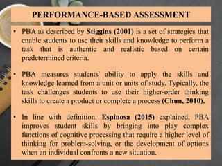 ASSESSMENT: DISCRETE POINT TEST, INTEGRATIVE TESTING, PERFORMANCE-BASED ...
