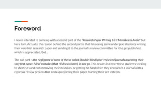 Research Paper Writing 101: Mistakes to Avoid (Part-II) | PDF