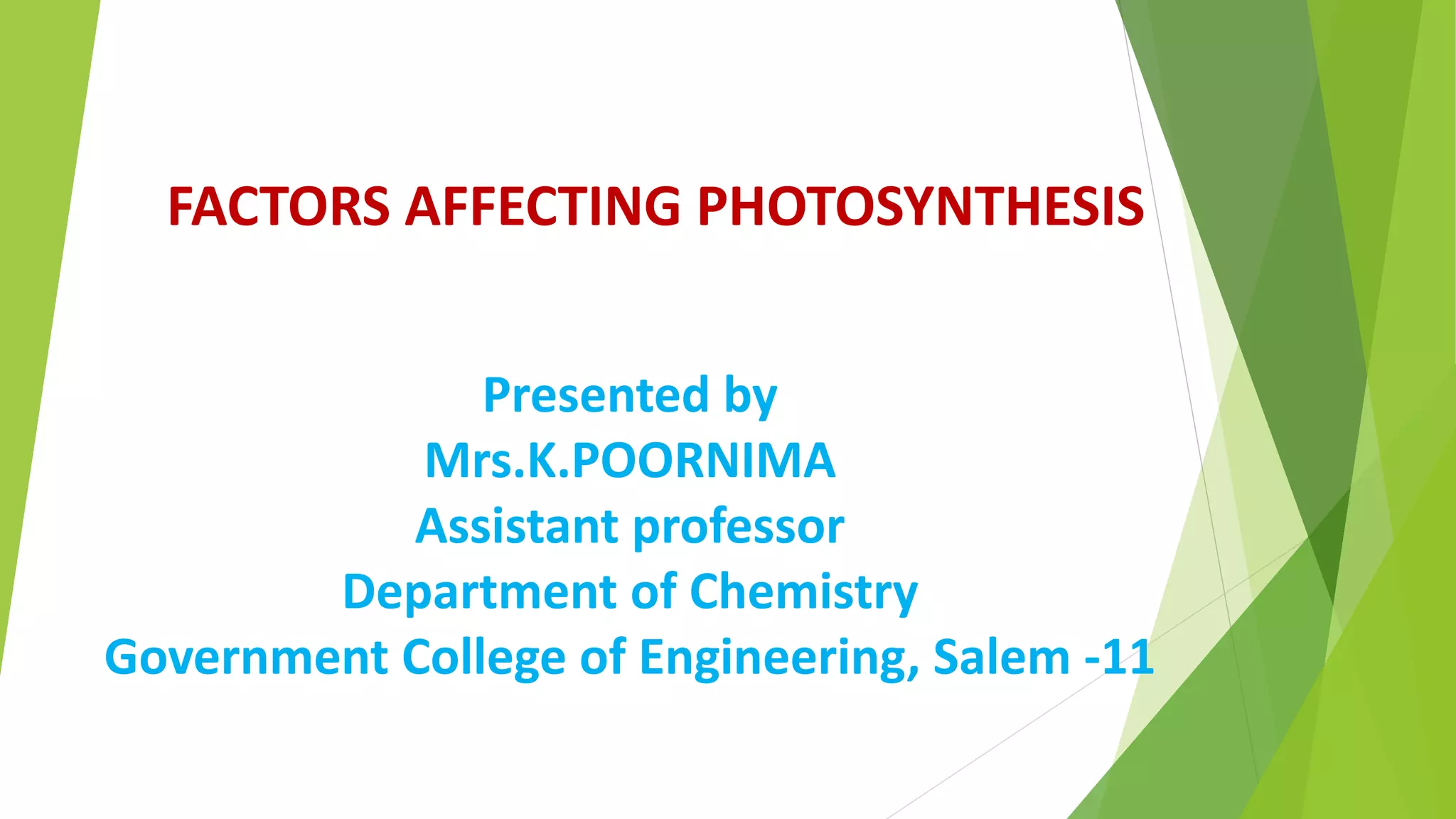 Factors affecting photosynthesis | PPTX