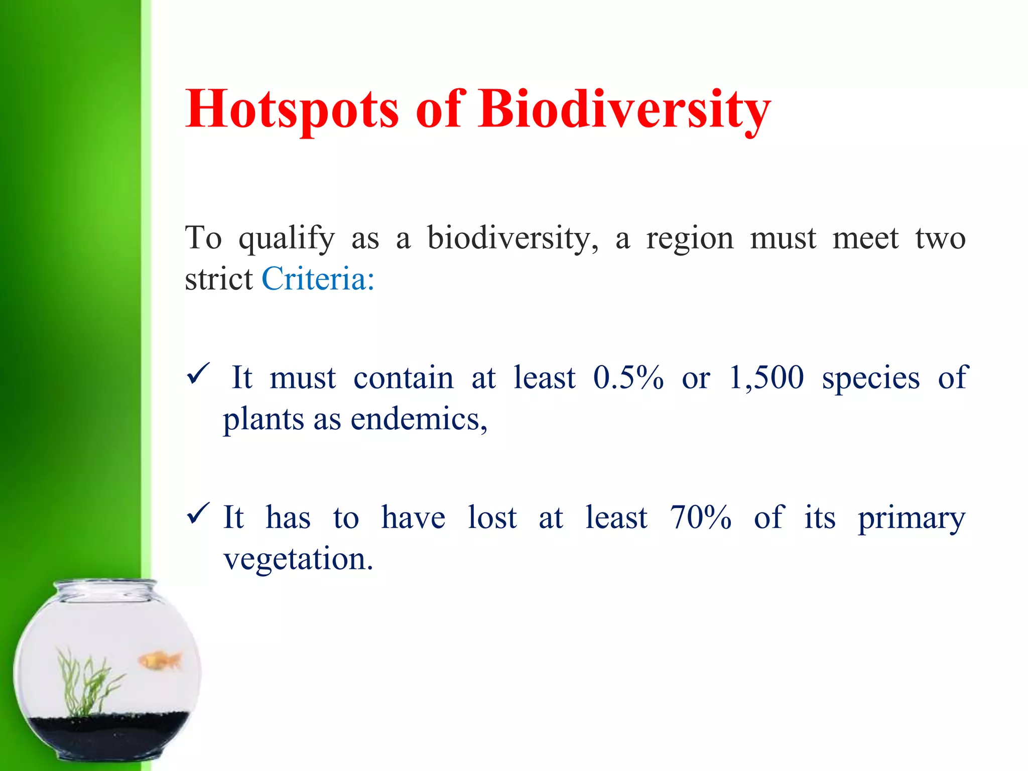Biodiversity hotspot, threats & its conservation | PPTX
