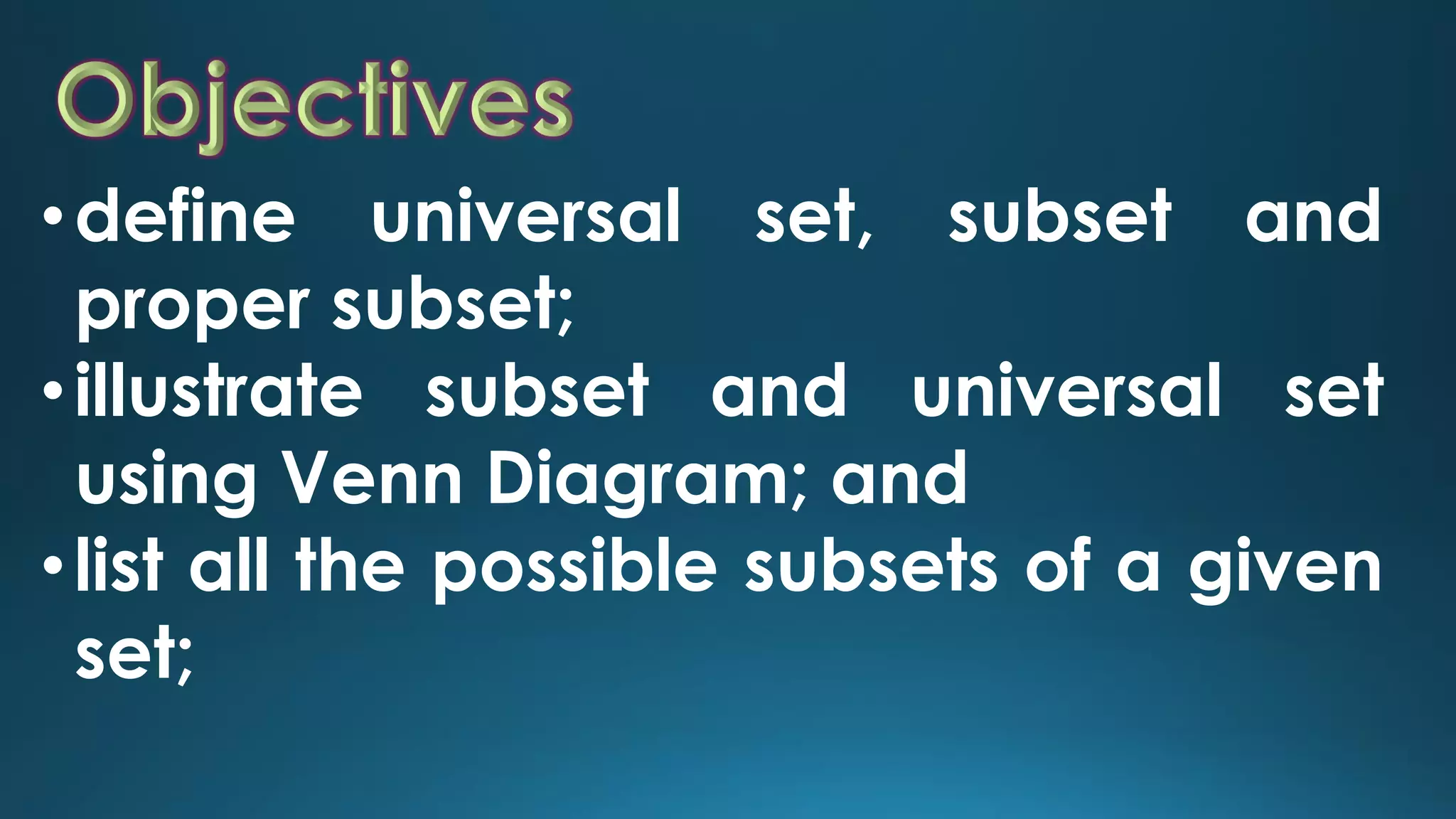 Universal Set and Subset using Venn Diagram | PDF