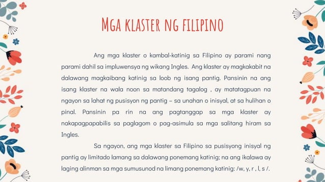 MGA KLASTER NG WIKANG FILIPINO | PPTX
