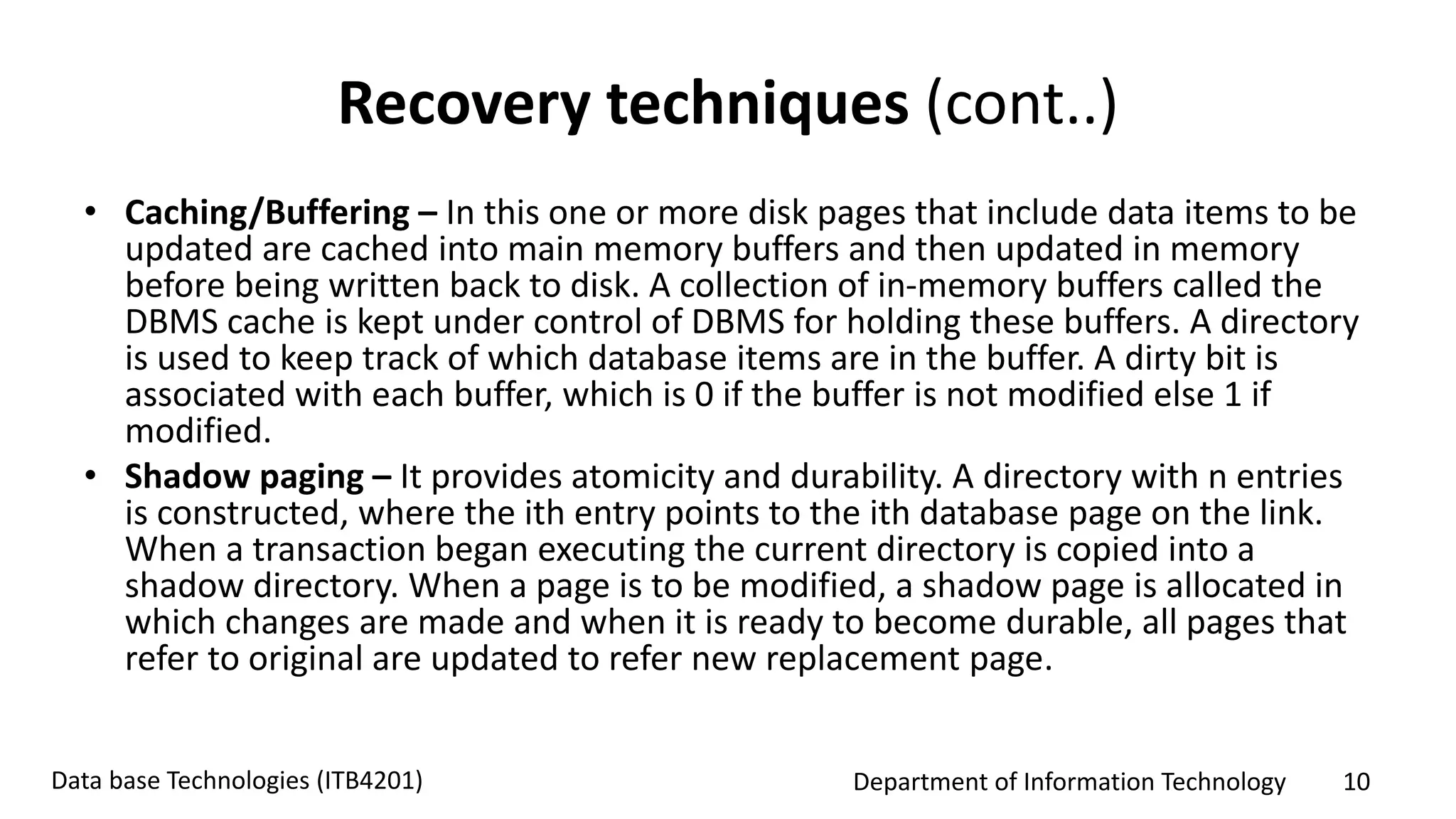 Recovery techniques | PPTX