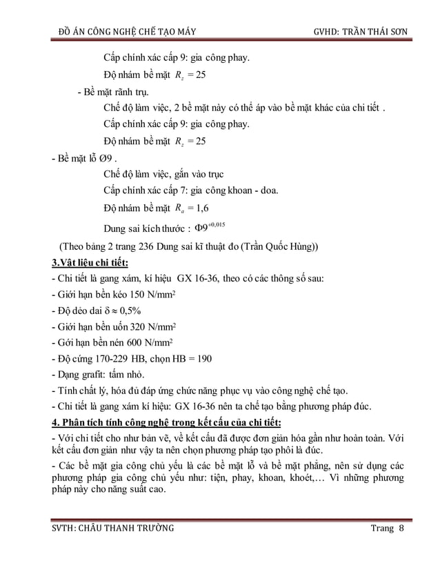 Đề tài: Thiết kế quy trình công nghệ gia công chi tiết: Càng Gạt Trục Thẳng | DOC