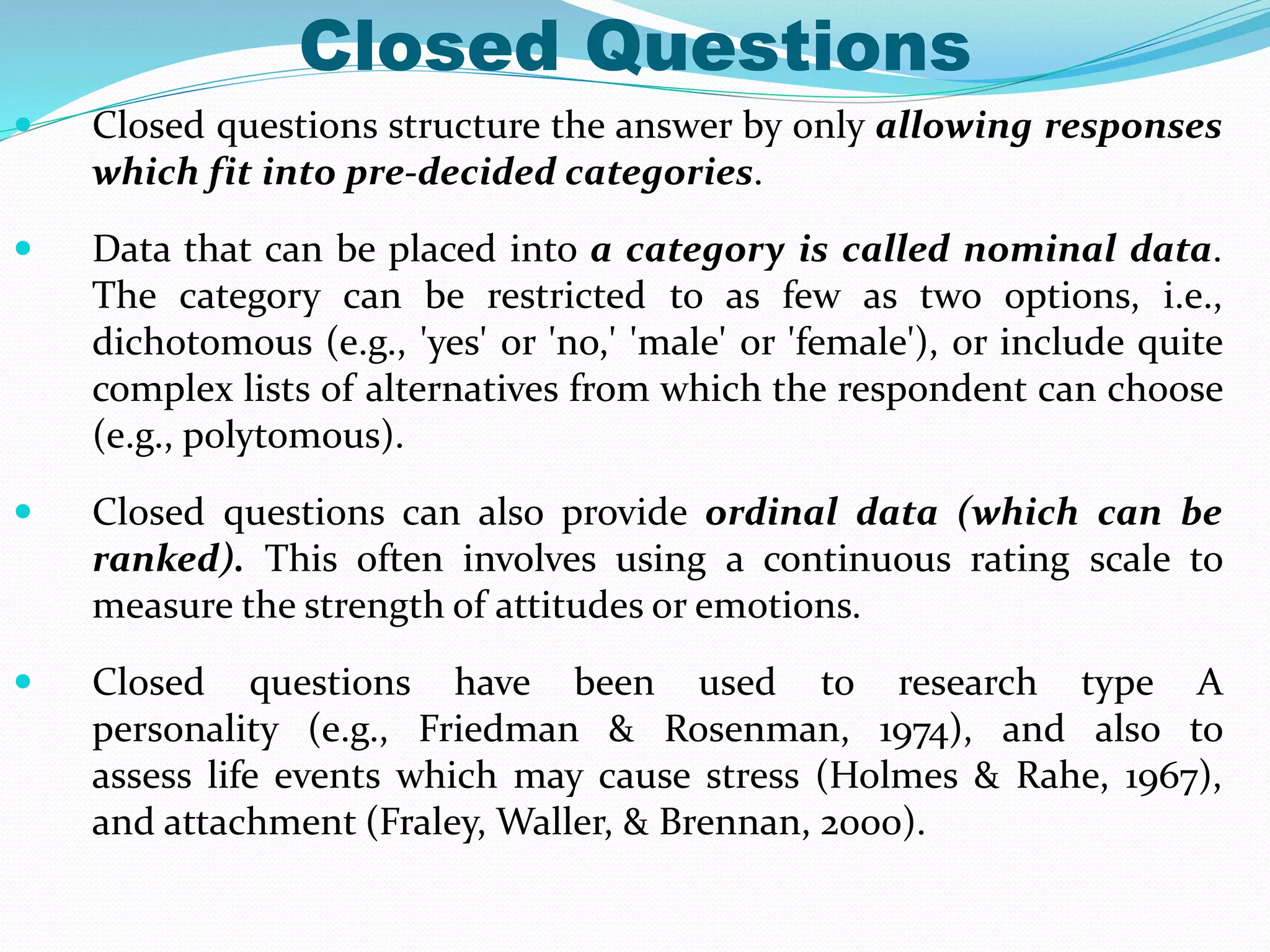 Questionnaire - Research Method | PPTX | Educational Assessment | Education