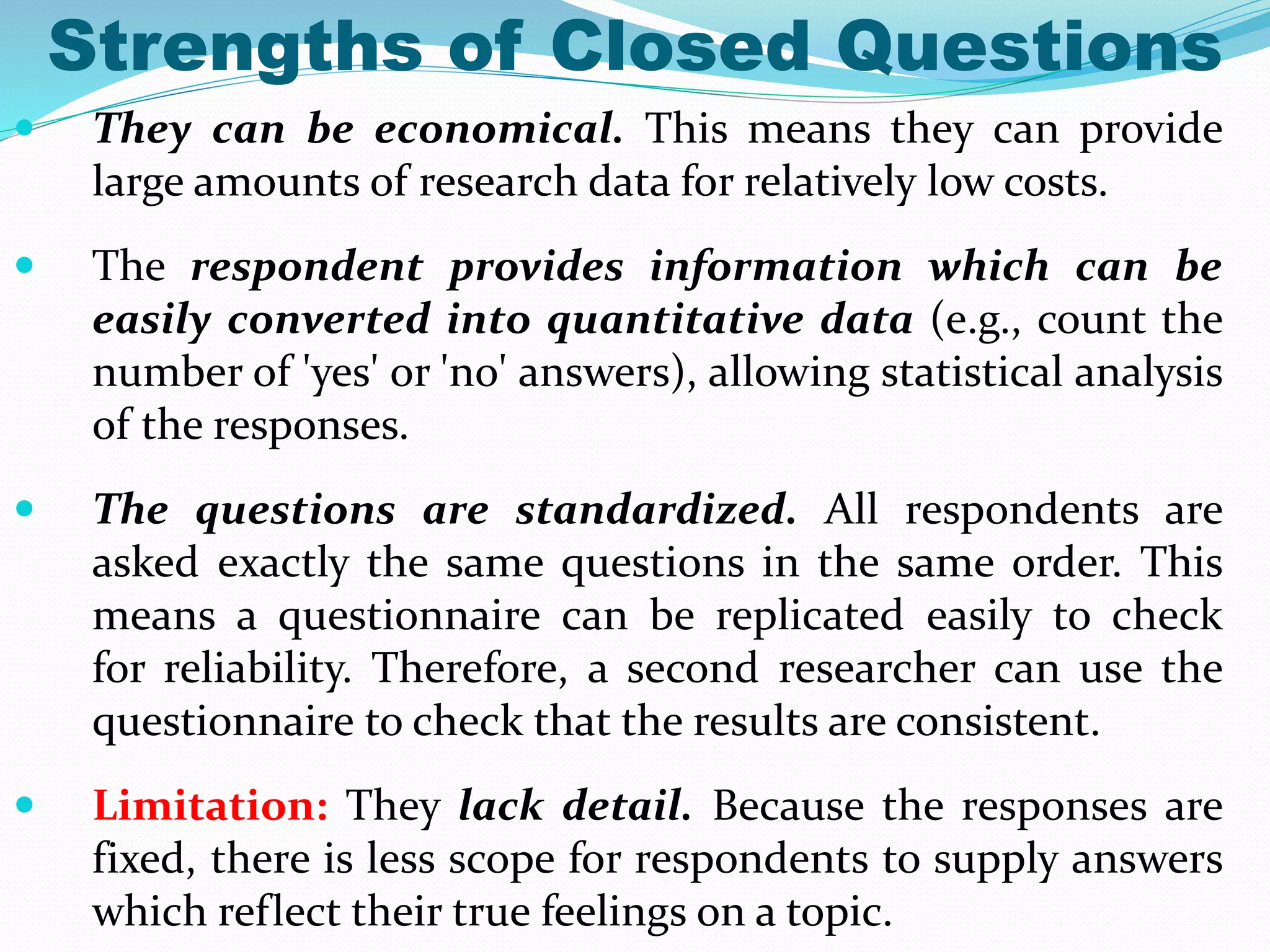 Questionnaire - Research Method | PPTX | Educational Assessment | Education