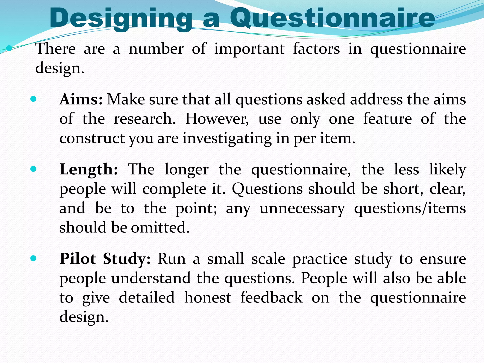 Questionnaire - Research Method | PPTX | Educational Assessment | Education