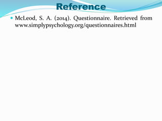 Questionnaire - Research Method | PPTX