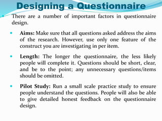 Questionnaire - Research Method | PPTX | Educational Assessment | Education