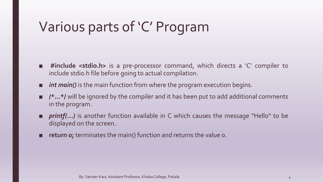 Program structure of c | PPT