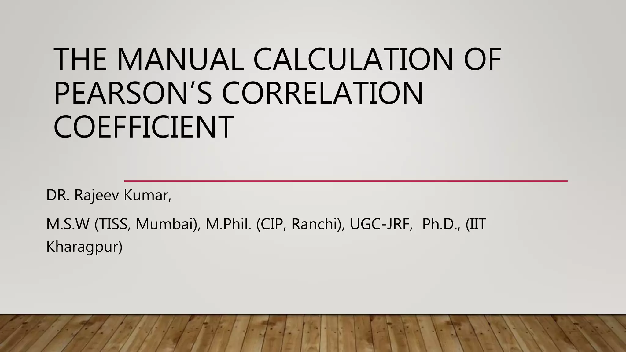 4.4 correlation manual calcualtion | PPTX