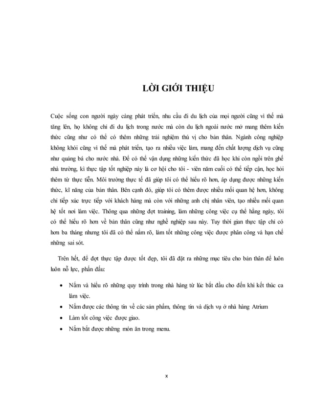 Đề tài: Quy trình phục vụ buffet sáng tại nhà hàng Atrium của khách sạn ...