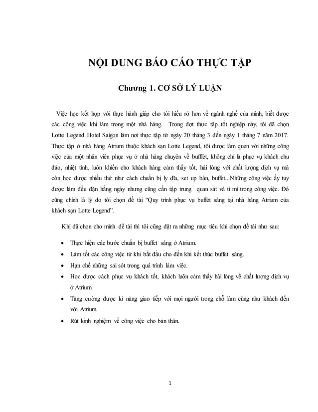 Đề tài: Quy trình phục vụ buffet sáng tại nhà hàng Atrium của khách sạn ...