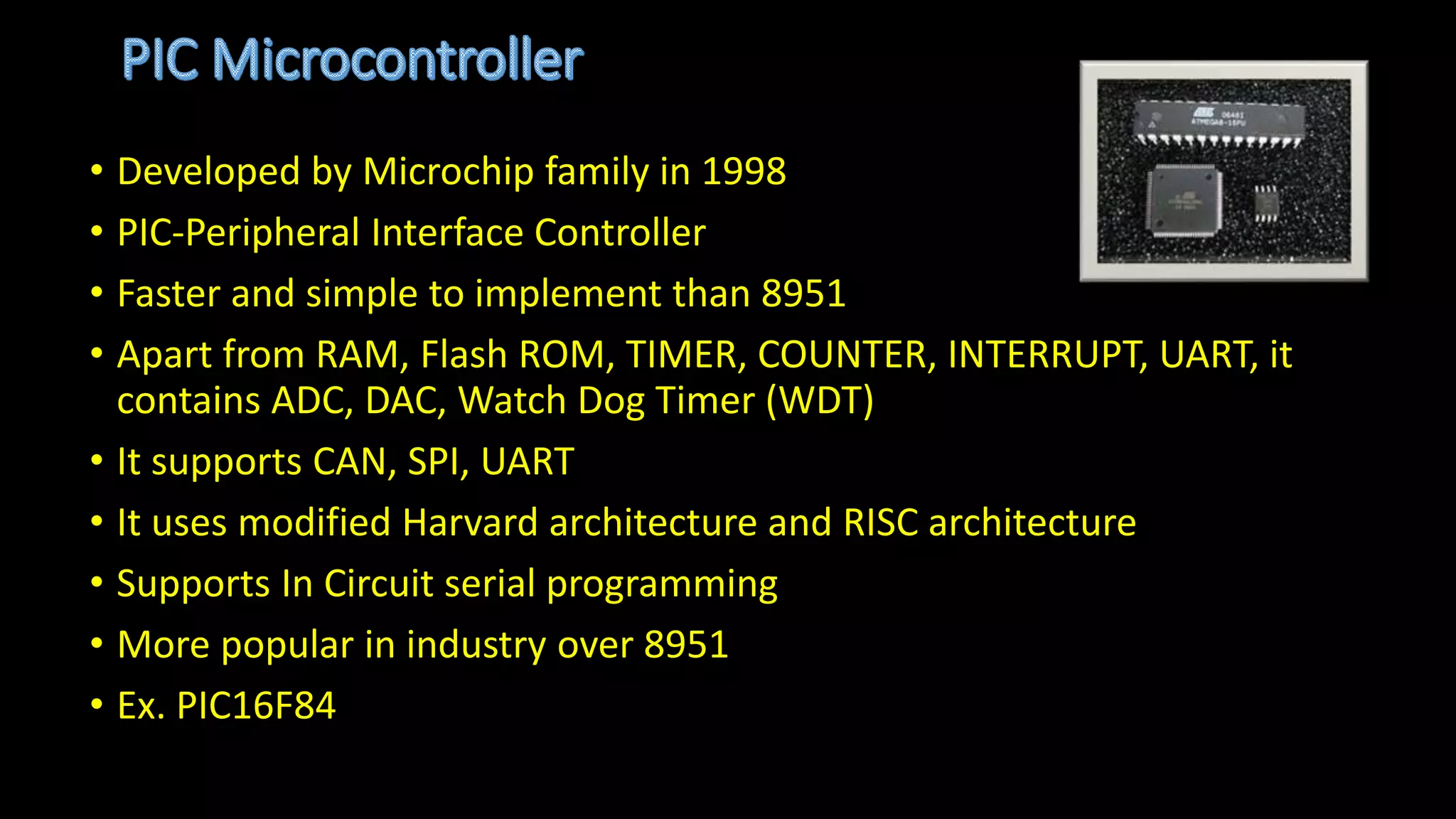 Features of 89c51,pic,avr & arm processors | PPT