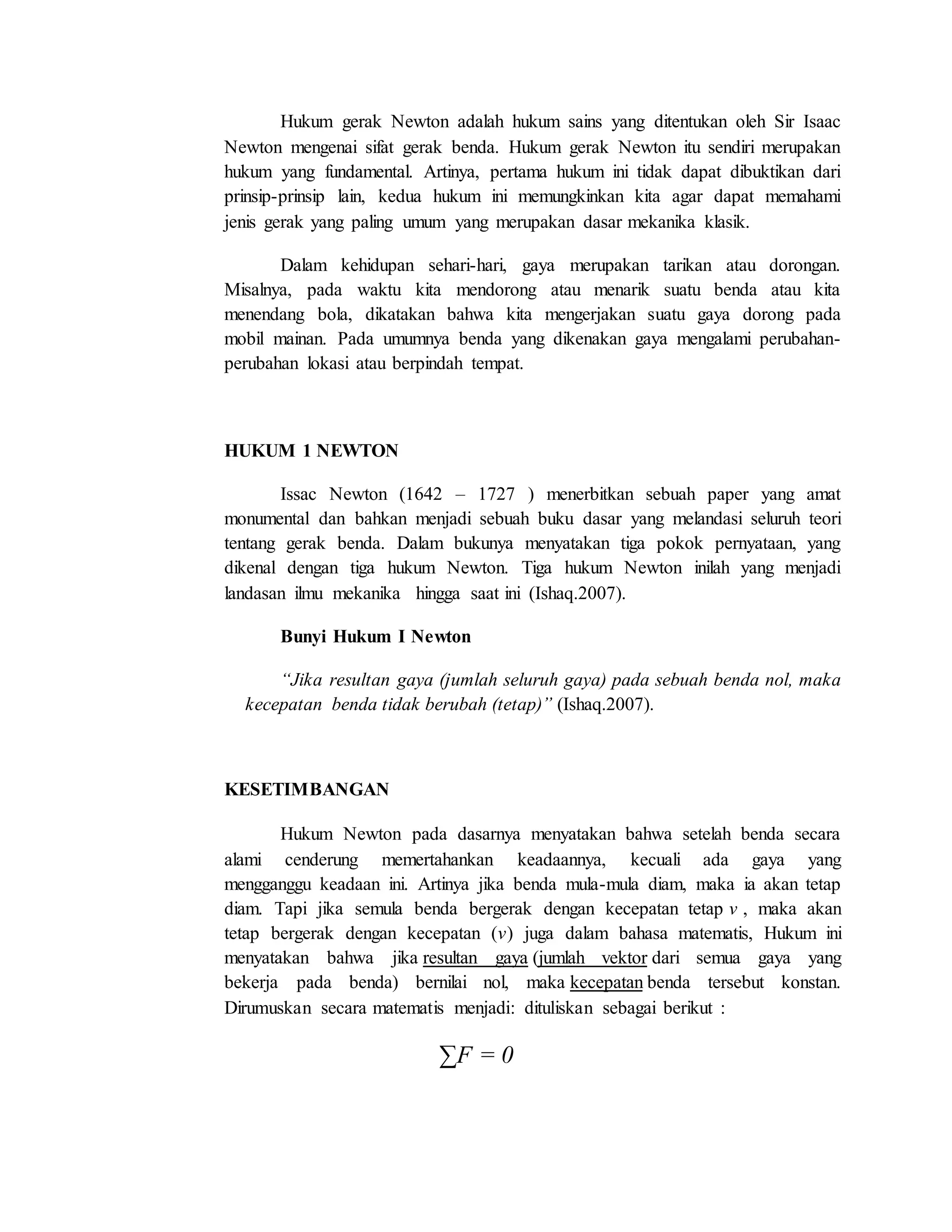 LAPORAN PRAKTEK HUKUM 1 NEWTON (KESETIMBANGAN) | DOCX