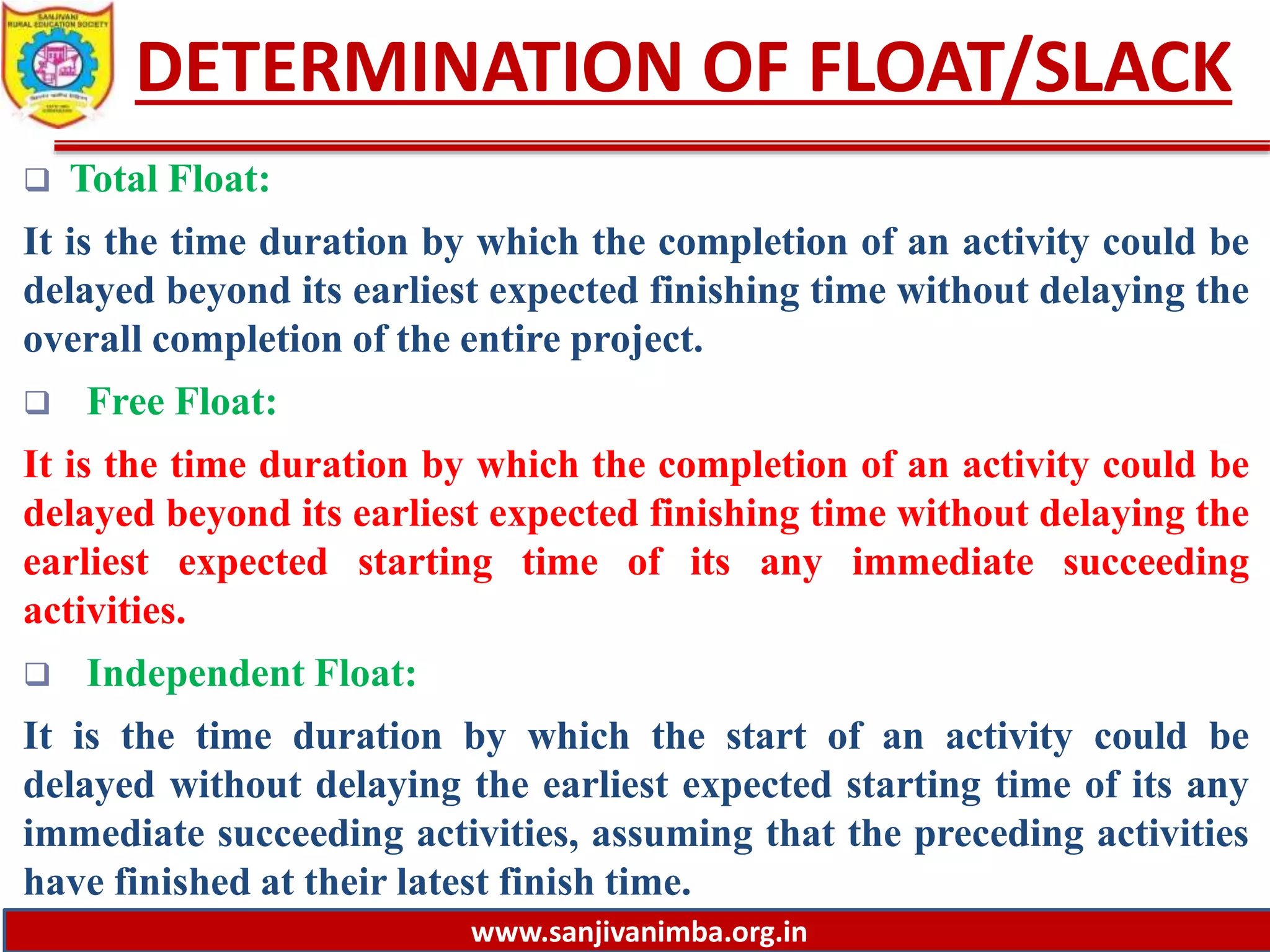 4.10 determination of float & slack in cpm network calculations | PPTX