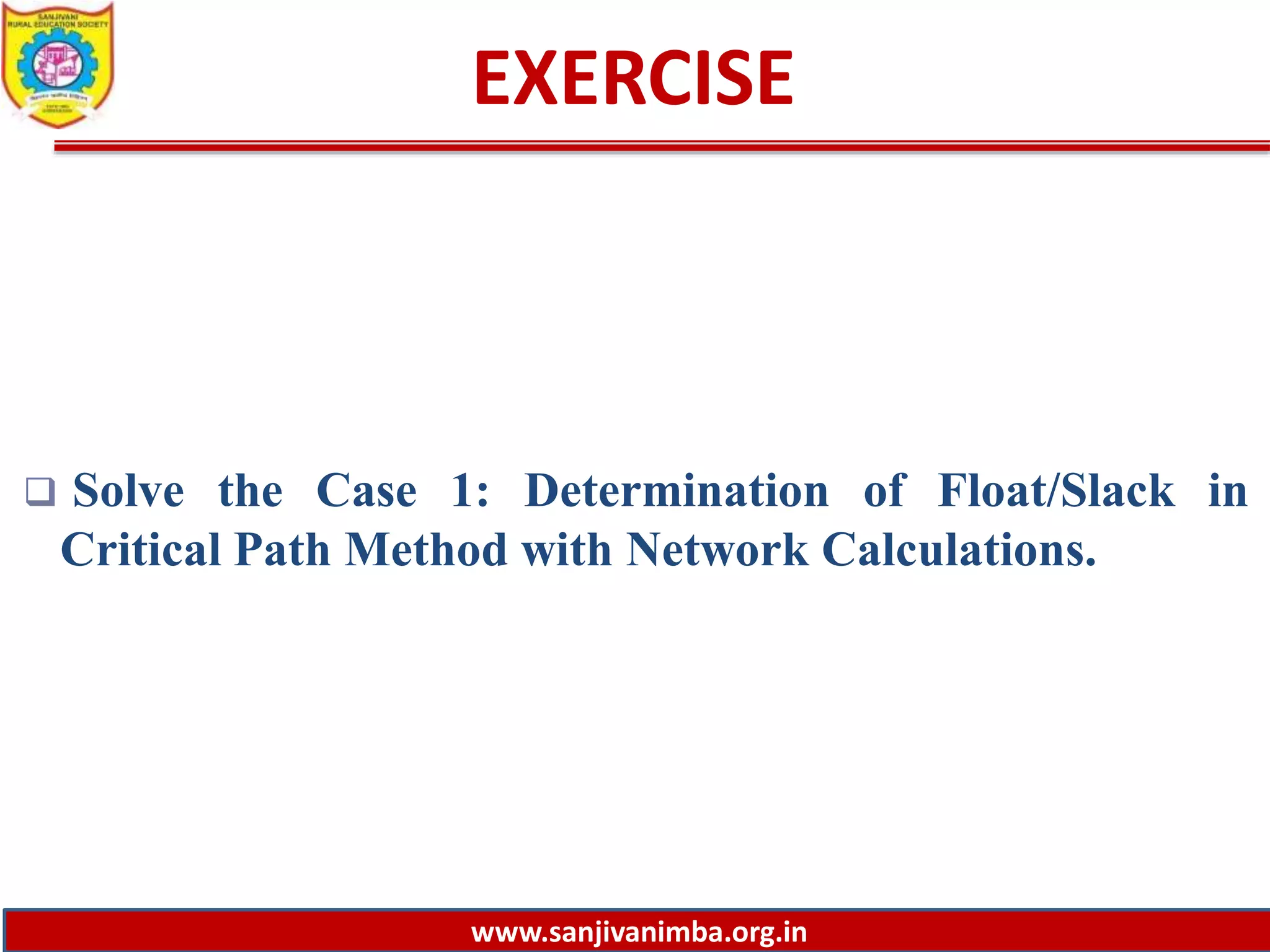 411 Case 1 Determination Of Float And Slack In Cpm Network Calculations Ppt