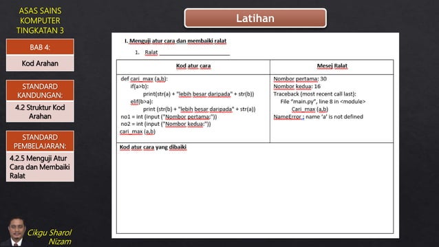 4.2.5 menguji atur cara dan membaiki ralat part1 | PPTX