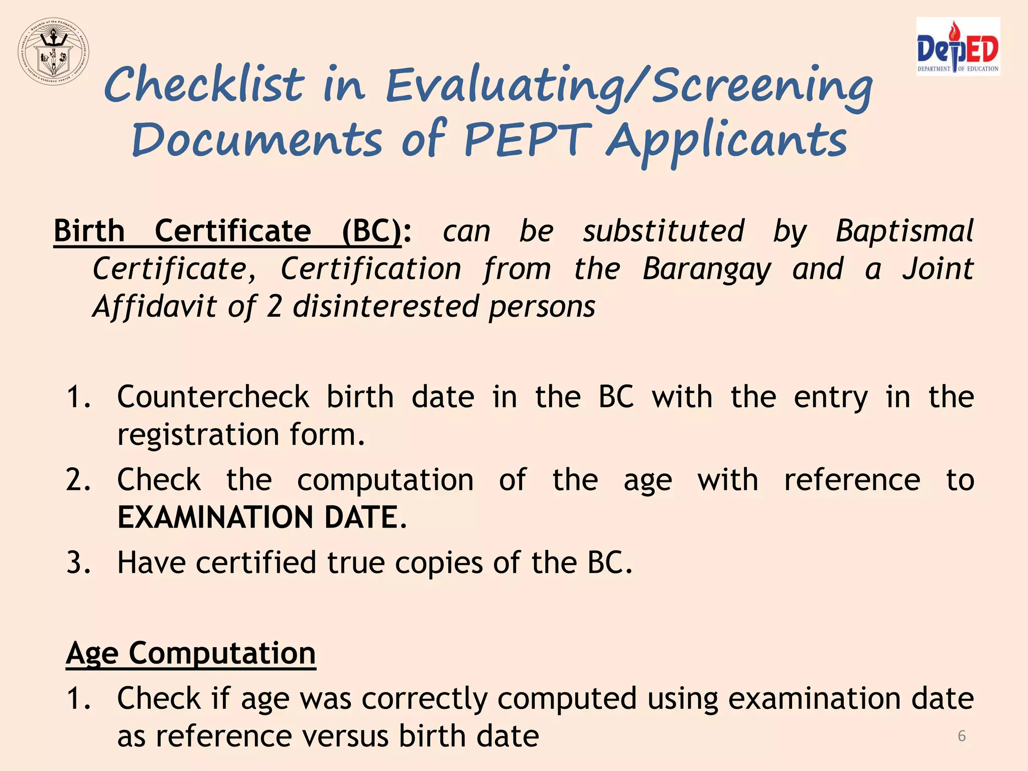 4 2016 pept guidelines - philippine educational placement test | PPTX