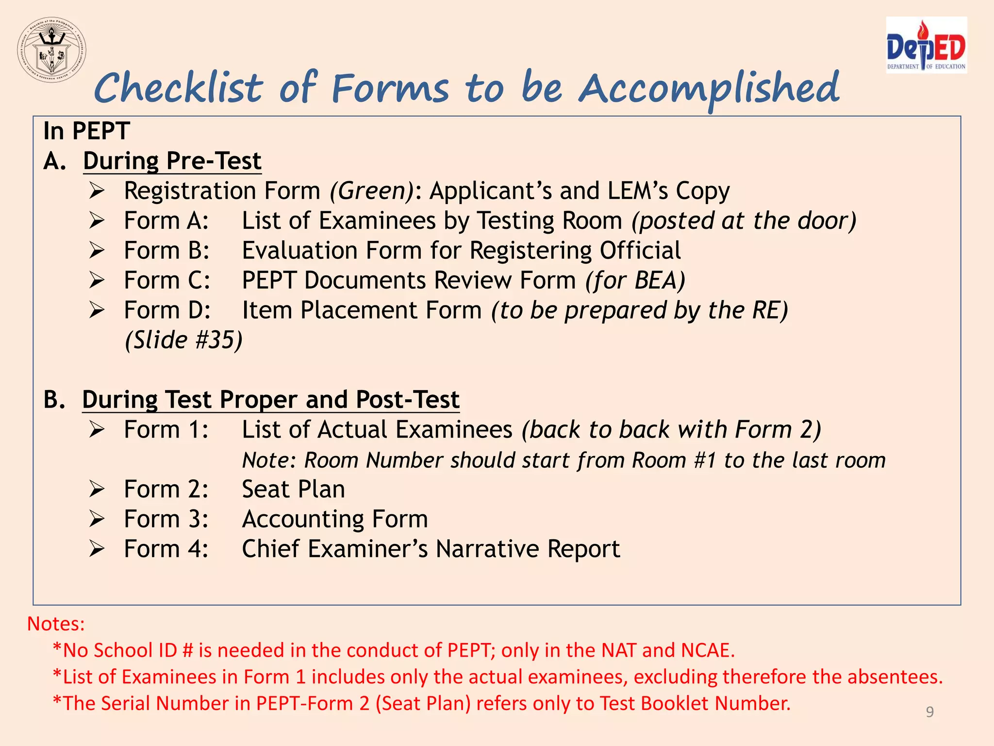 4 2016 pept guidelines - philippine educational placement test | PPTX