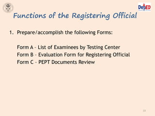 4 2016 pept guidelines - philippine educational placement test | PPTX