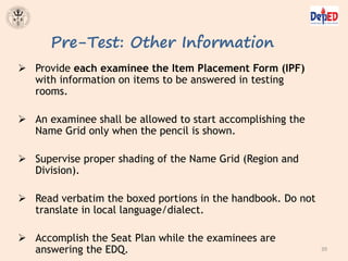4 2016 pept guidelines - philippine educational placement test | PPTX