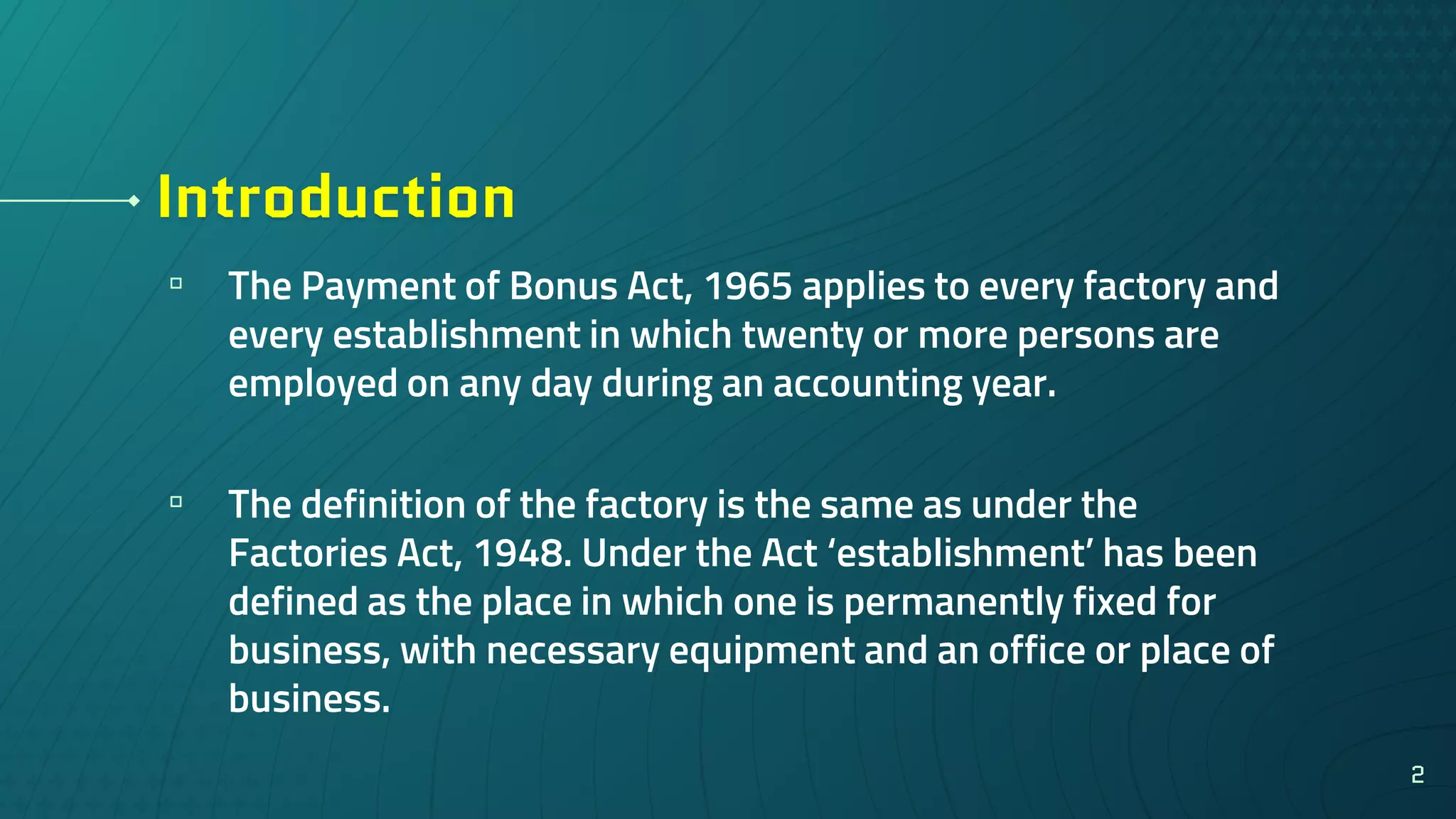 The payment of bonus Act 1985 | PPTX