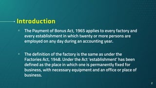 The payment of bonus Act 1985 | PPTX