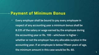 The payment of bonus Act 1985 | PPTX