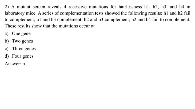 Complementation test | PPT | Genetics | Science