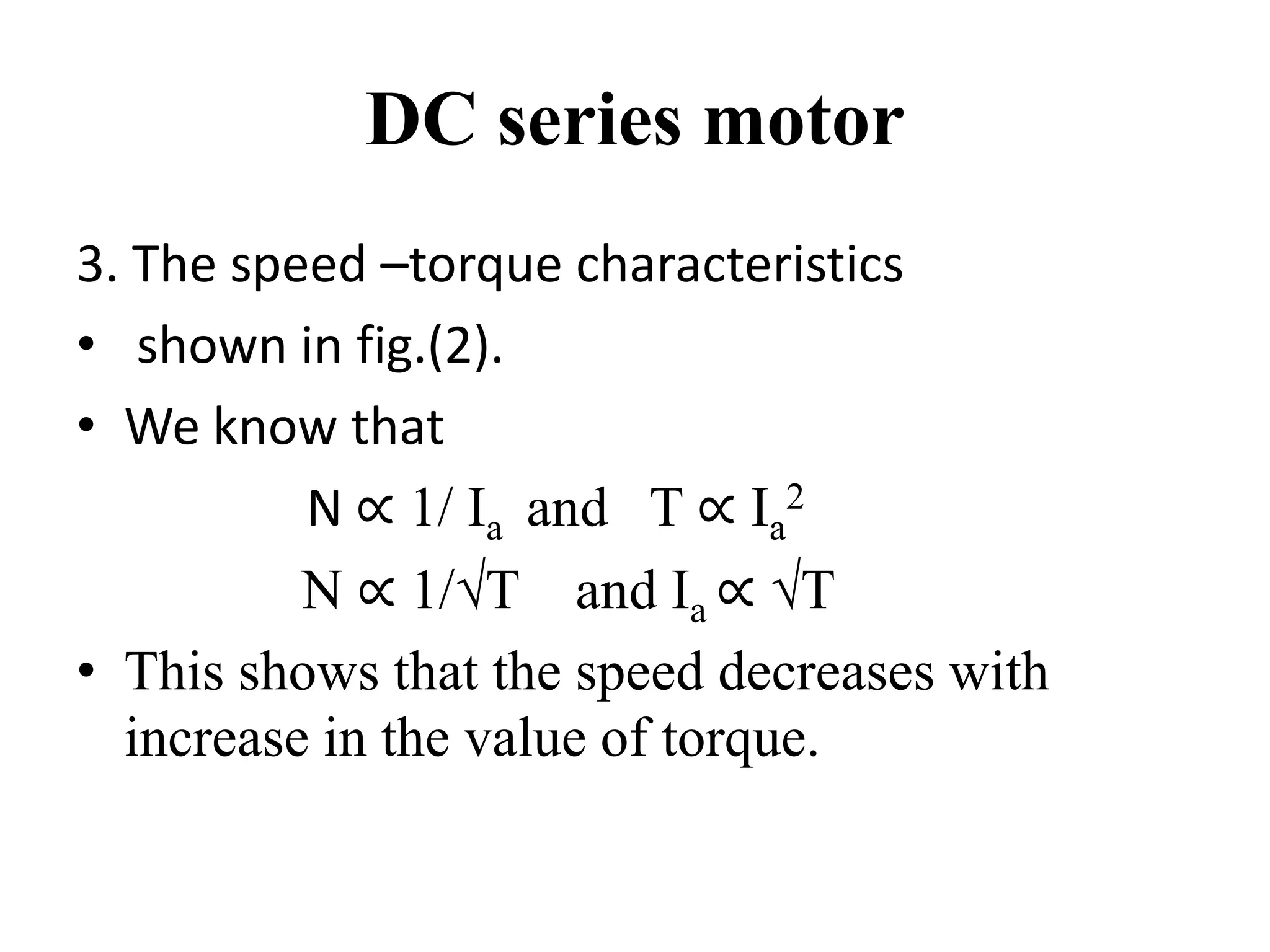 DC motors characteristics, Torque & Speed Equations, Torque -Armature ... DC motors characteristics, Torque & Speed Equations, Torque -Armature ...