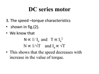 DC motors characteristics, Torque & Speed Equations, Torque -Armature current/ Speed - Armature ...