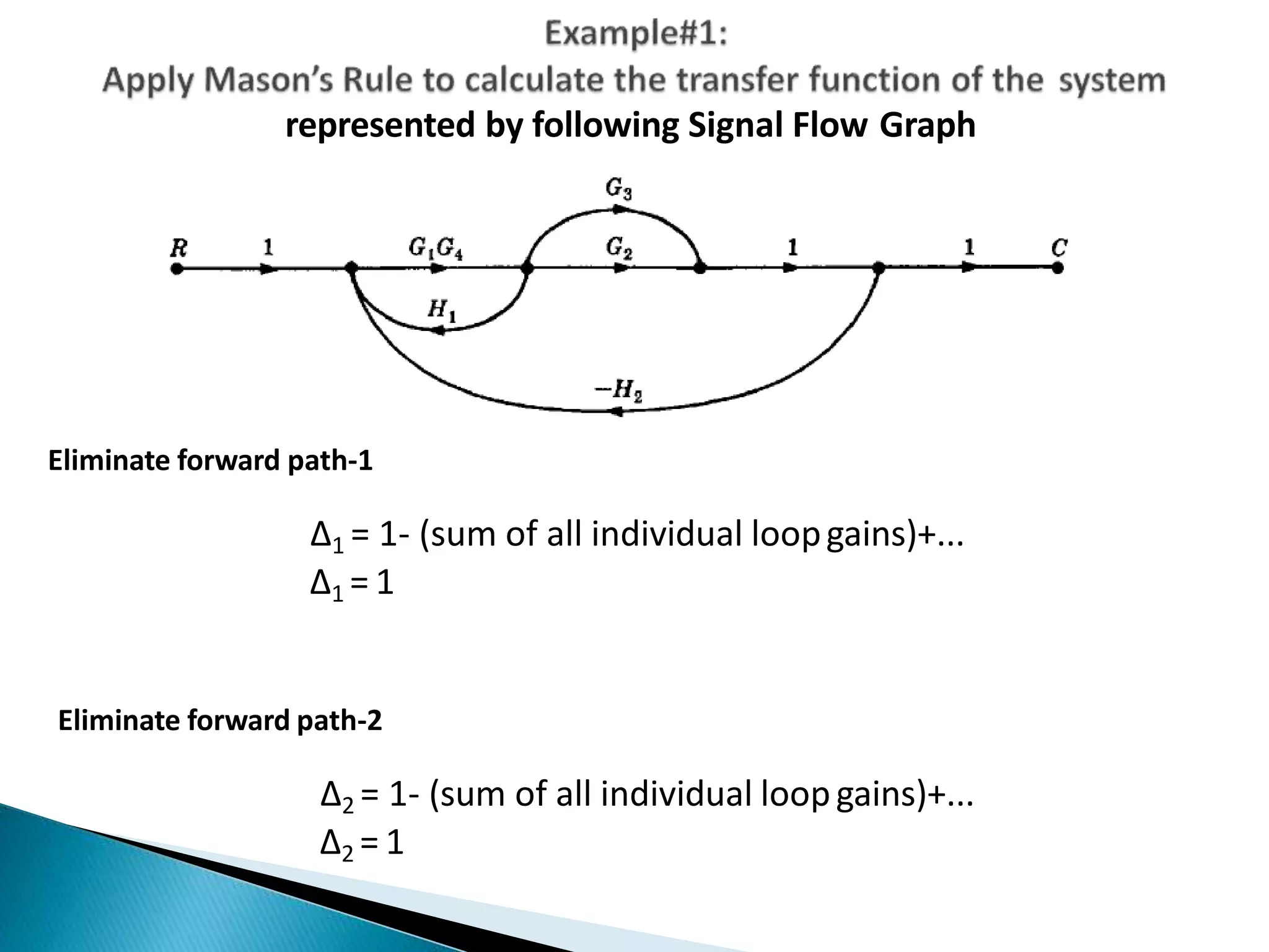 Signal Flow Graph, SFG and Mason Gain Formula, Example solved with ...