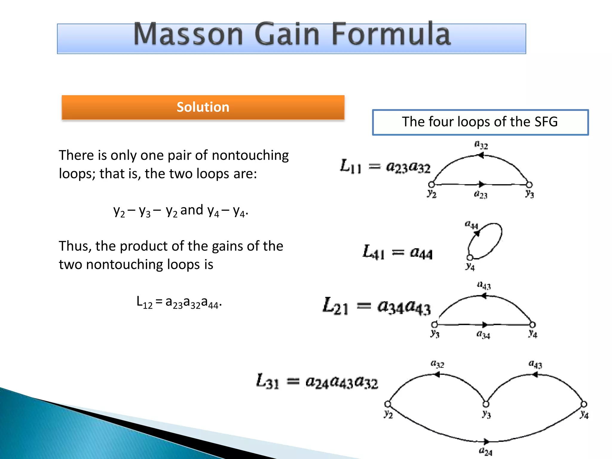 Signal Flow Graph, SFG and Mason Gain Formula, Example solved with Masson Gain Formula | PPTX