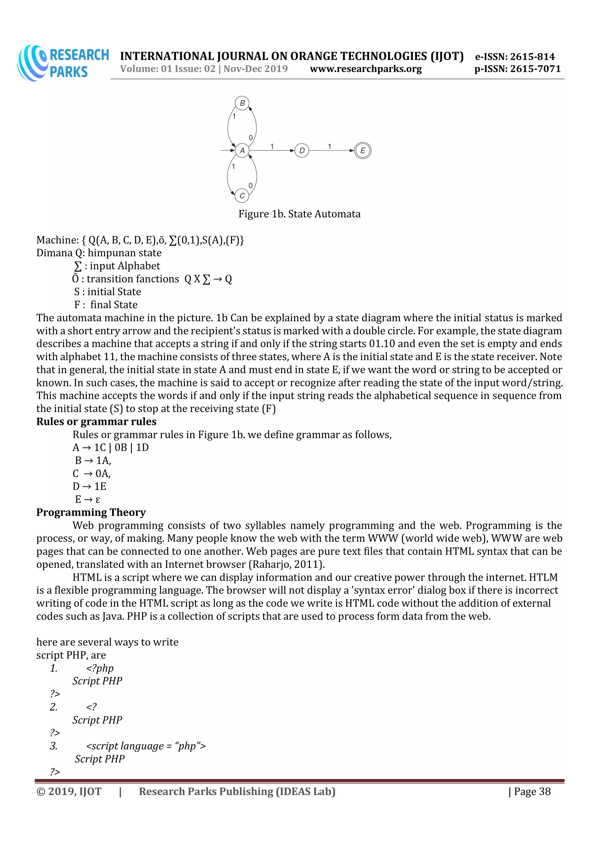 Lovebirds type identification designing based on color using automaton theory | PDF