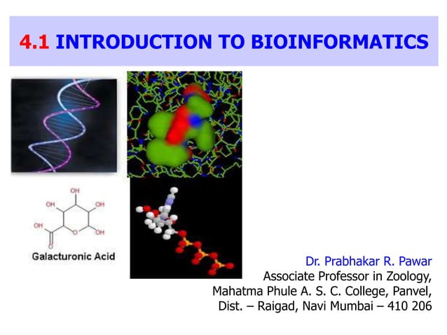 4.1 introduction to bioinformatics | PPT | Biotech and Biomedical Industry | Industries