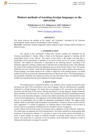 Modern methods of teaching foreign languages to the university | PDF