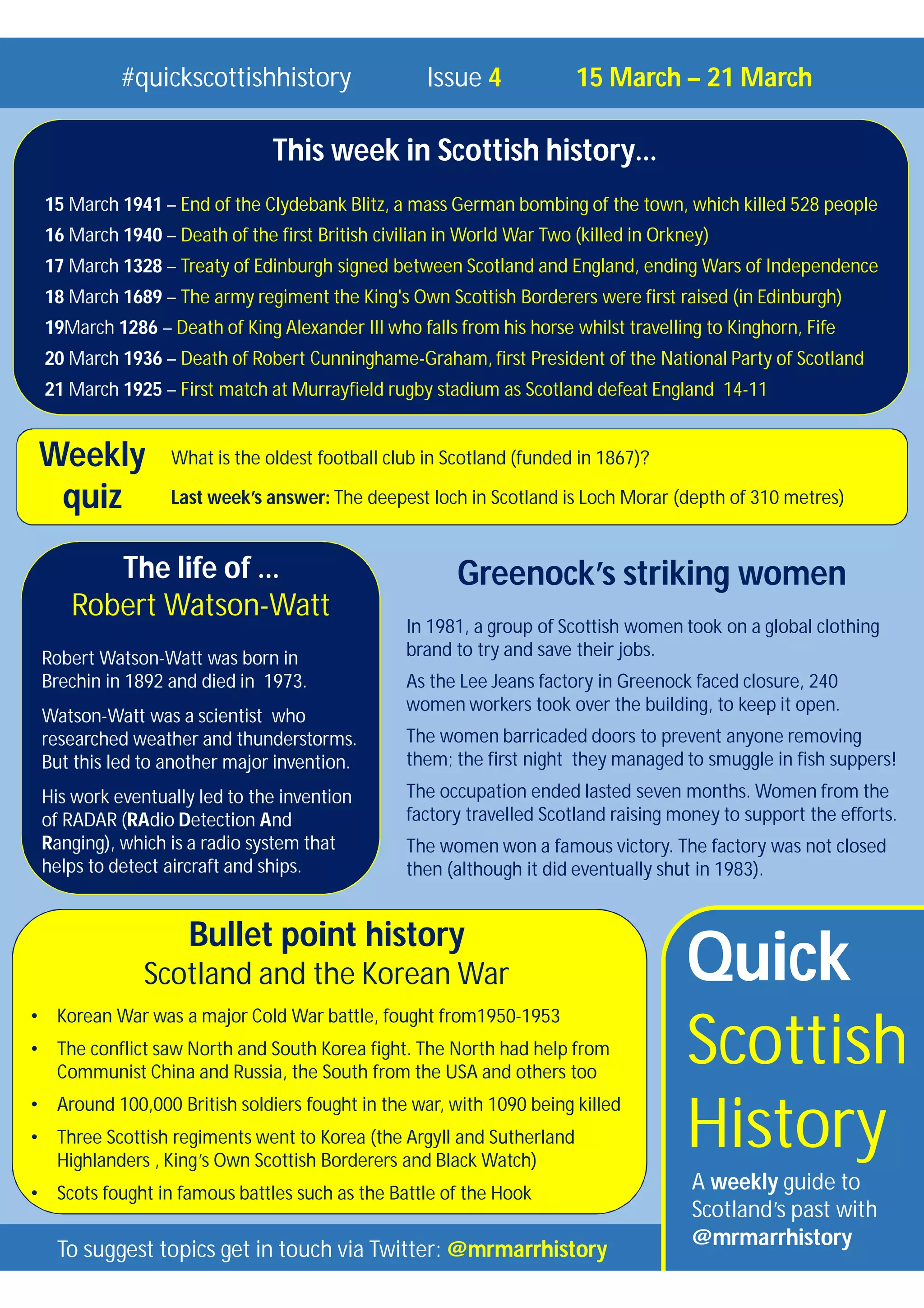 Quick Scottish History - 4. 15 March - 21 March | PDF