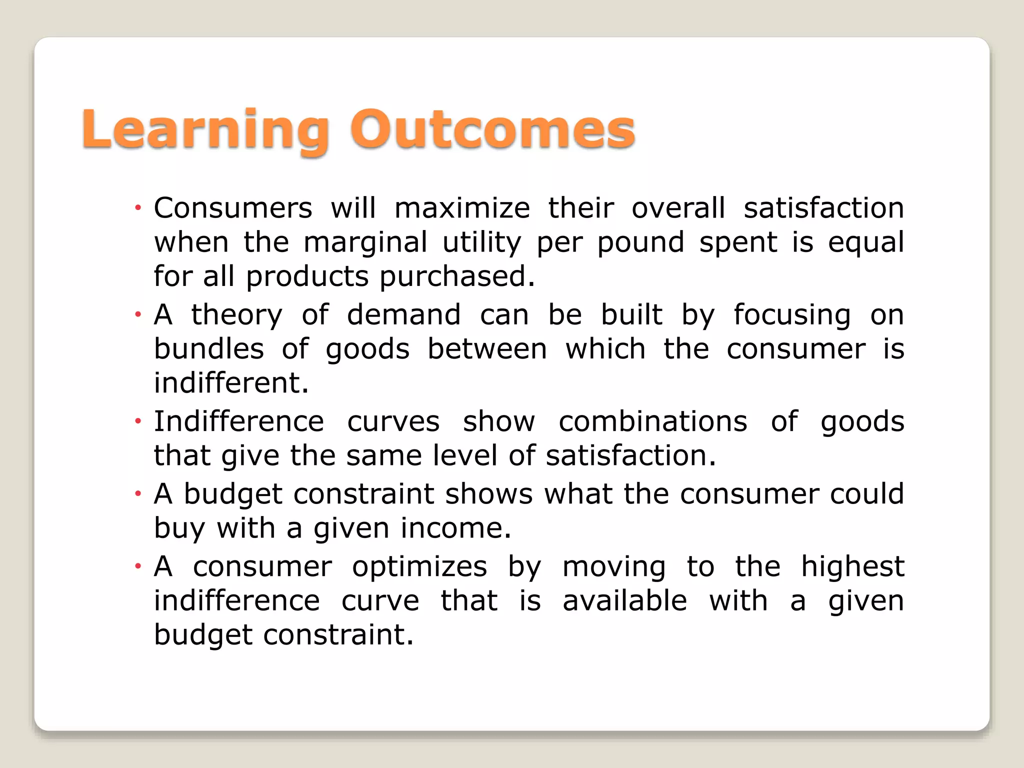 4. consumer choice indifference theory | PPT
